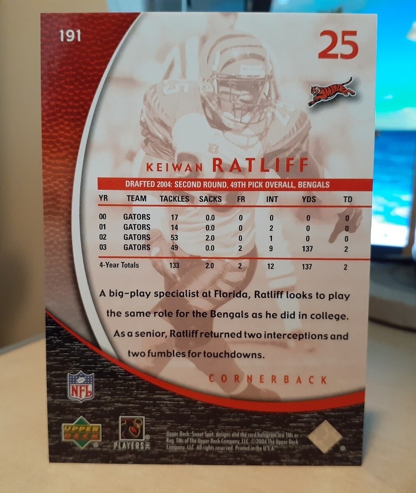 2004 KEIWAN RATLIFF UPPER DECK SWEET SPOT #191 ROOKIE RC 698/999 ...