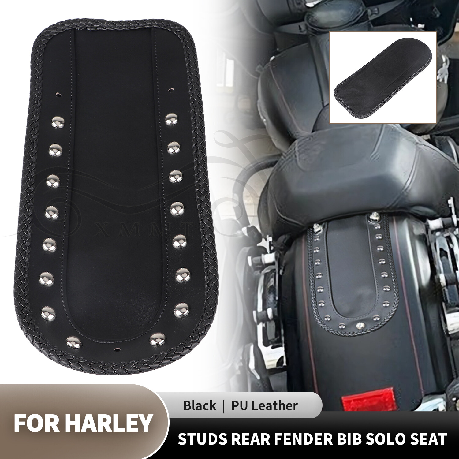 Black Rear Fender Bib Studs Solo Seat For Harley Electra Glide FLHTK ...