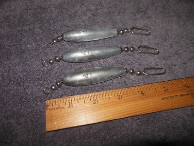 Lot of 3 Bead Chain Inline Trolling Sinkers Fishing Weights Large Heavy ...