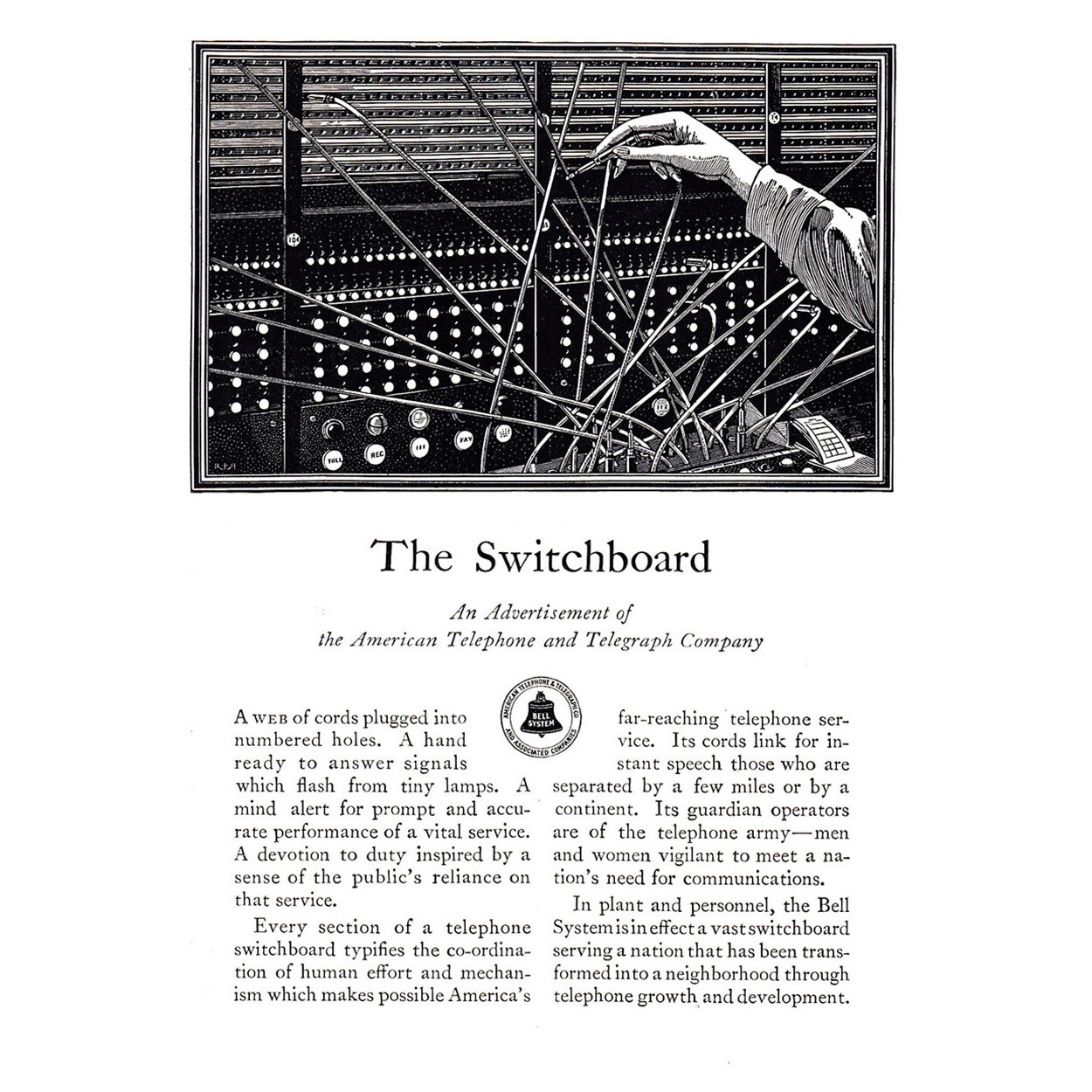 1927 American Telephone, Bell: The Switchboard Vintage Print Ad | eBay