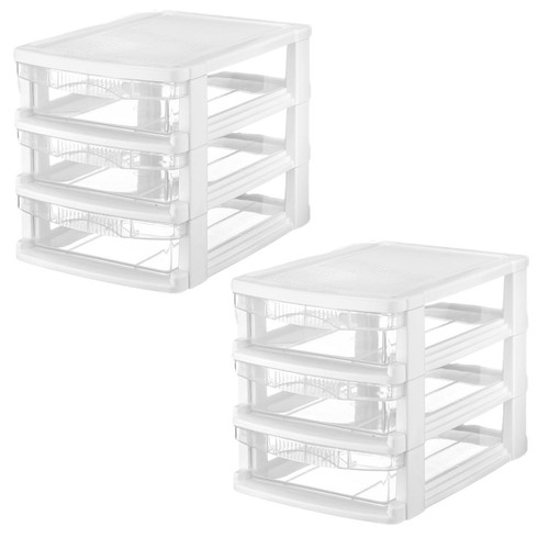Tribello 3 Drawer Plastic Storage, Mini Drawer Unit, White Frame With ...