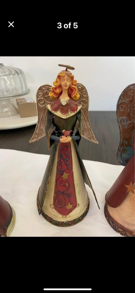 Vintage-Style Metal Christmas Angel Figurines – Set of 3 | eBay