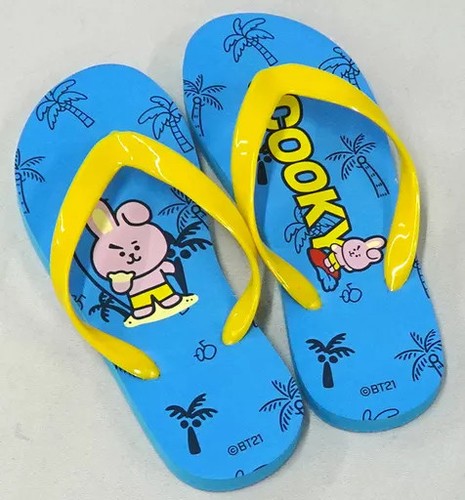 Cooky Jung Kook Beach Sandals Light Blue Yellow L Size Bt21 Ciaopanic ...