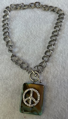 Multicolor Acrylic And Rhinestone Peace Sign Necklace 18” | eBay