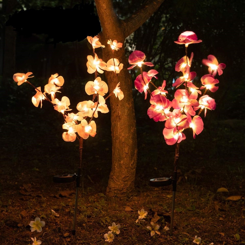 Solar Blossom Flowers LED Lights For Garden Patio Backyard Stake Lamp ...