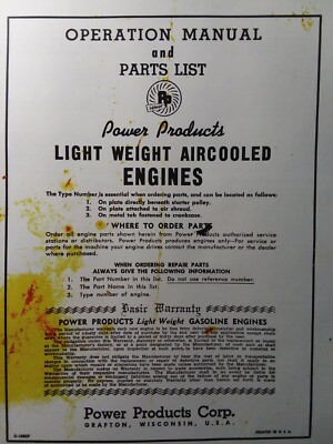 Power Products 2-Cycle Gasoline AH-47 Engine Owner, Parts & Maintenance ...