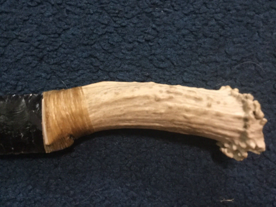 Primitive Obsidian Stone Bleached Antler Handle Knife | eBay