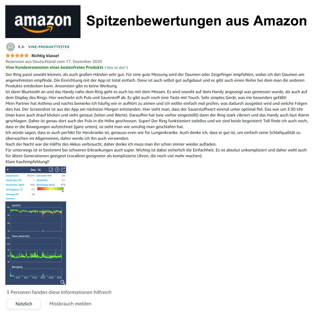 O2 Ring Pulsoximeter kontinuierliche Überwachung mit alarm O2Ring ...