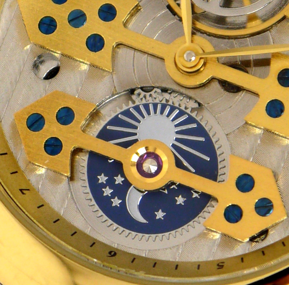 NEW ROUSSEAU GESTALT GOLD BROWN LEATHER AUTOMATIC TRIPLE BRIDGE WATCH ...