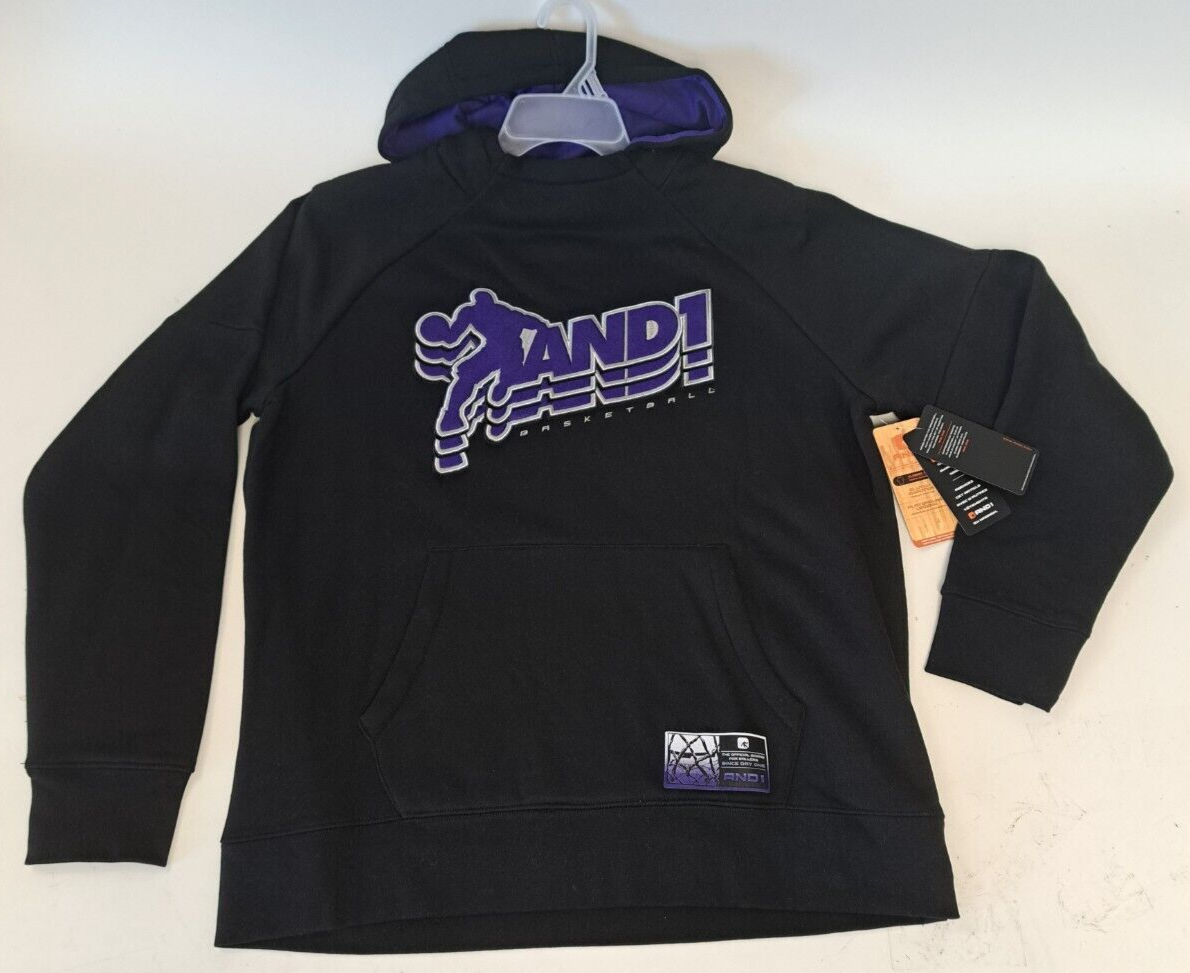 And1 Mens Baseline Black Purple Basketball Hoodie Pullover Sweatshirt L ...