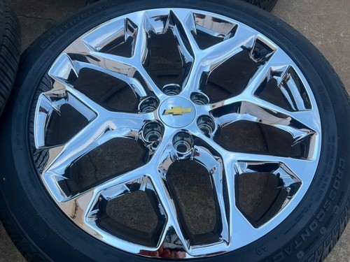 4 22" CHEVY GMC CADILLAC CHROME SNOWFLAKES WHEELS RIMS TIRES TAHOE ...