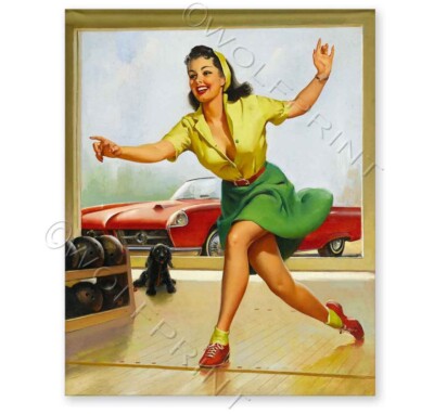 "Bowling" 1970 Elvgren Vintage Style Pin-Up Poster 11x14 | eBay