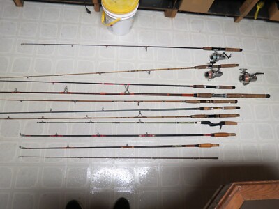 Vintage Lot Of Five (5)Fishing Rods & Three (3) Daiwa/Shakespeare Reels ...