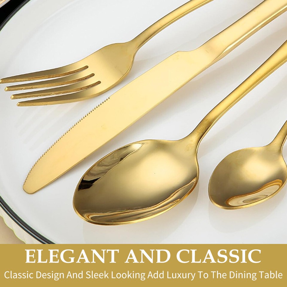 24 Piece Flatware Set With Stand Cutlery Set Include Knife/Fork/Spoon ...