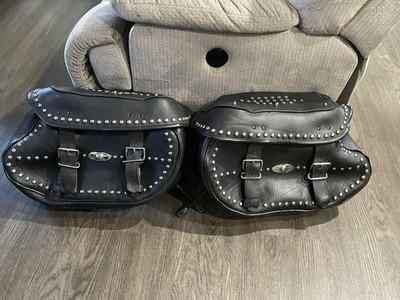 Harley Heritage FLSTC 2000-1017 saddlebags black studded leather fatboy ...