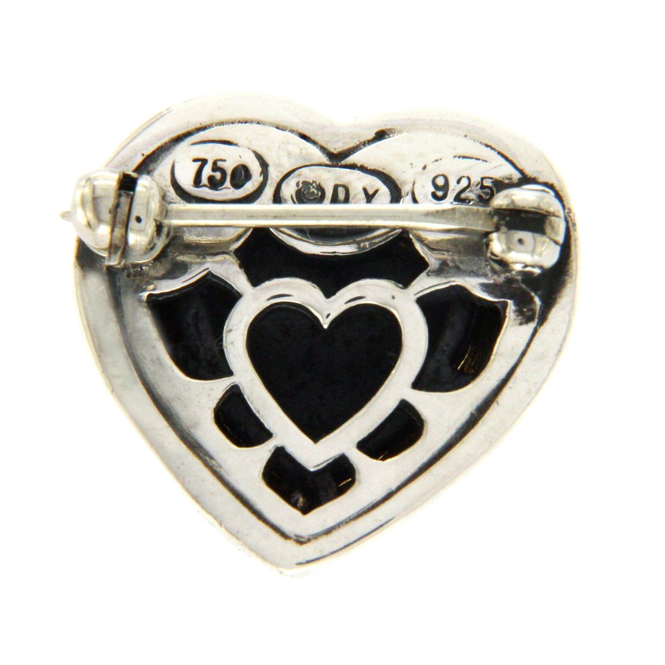 Auth David Yurman 18K Yellow Gold & Sterling Silver Heart Pin Brooch ...