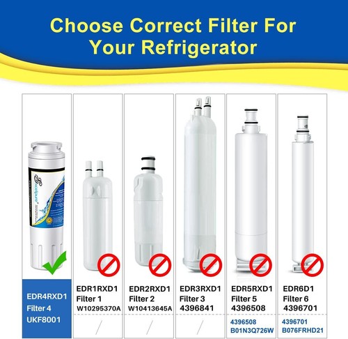 UKF8001 Replacement for Whirlpool FILTER 4 EDR4RXD1 4396395 ...