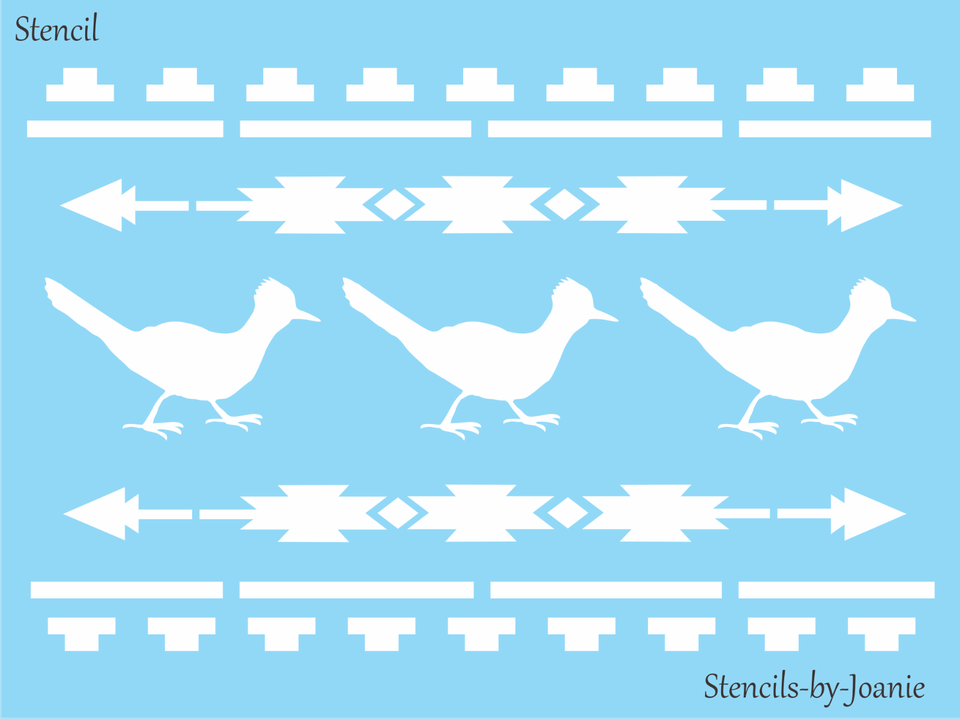 Stencil Joanie Roadrunner Tapestry Border Southwest Art Western Desert ...
