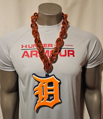 Detroit Tigers Big Chain Necklace–Orange Plastic Chain Foam Logo Free ...