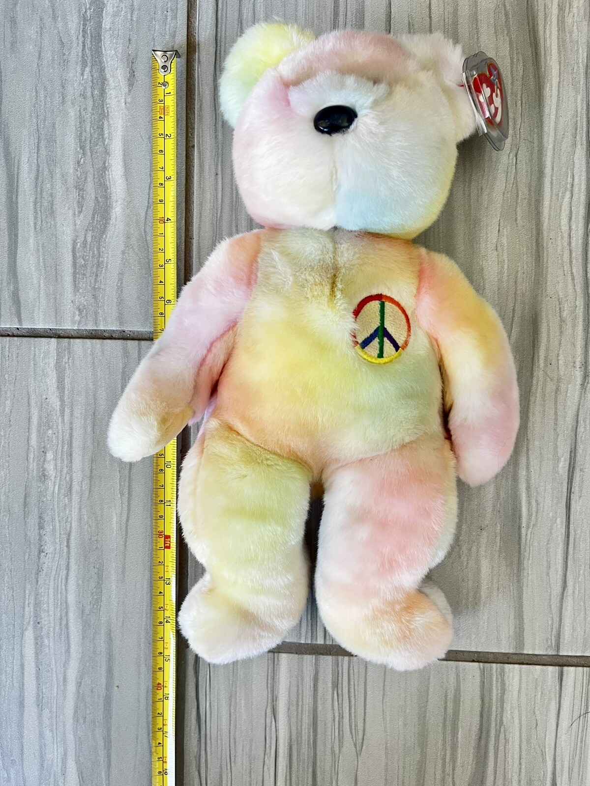 New15” Ty Beanie Buddies Collection - Peace. Light Tye-Dye Bear ...