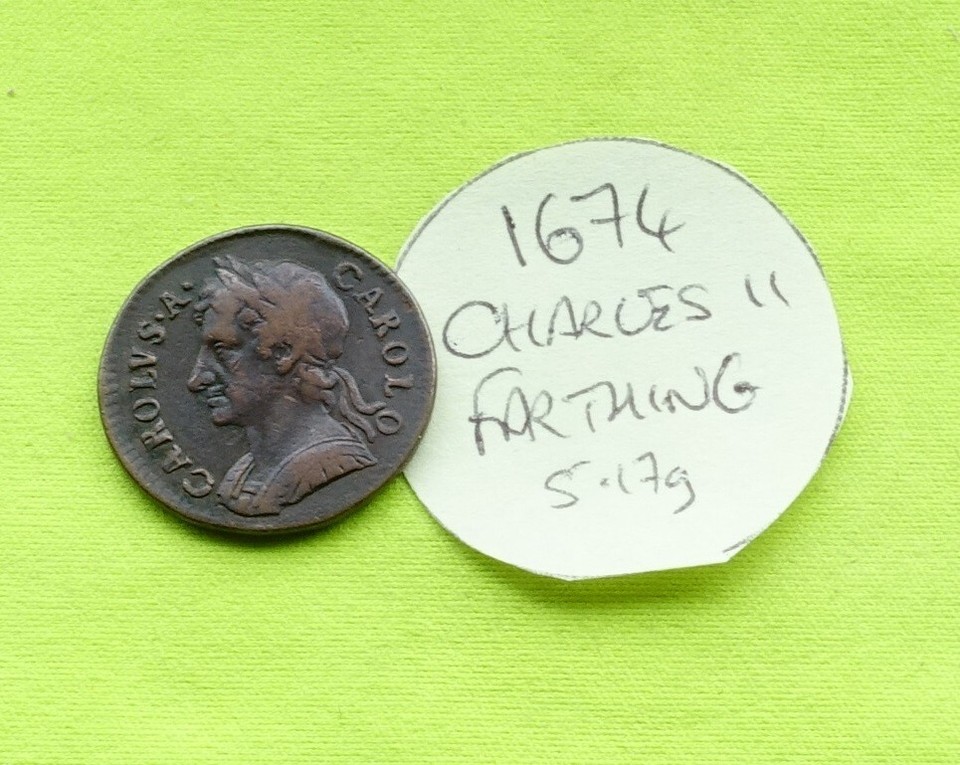 1674 Farthing (Britain UK) Charles II Copper Coin (5.17g) | eBay UK