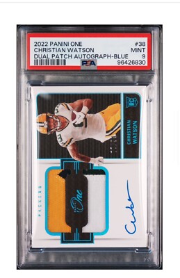 2022 Panini One Christian Watson RC Patch Autograph Blue /99 RPA #38 ...