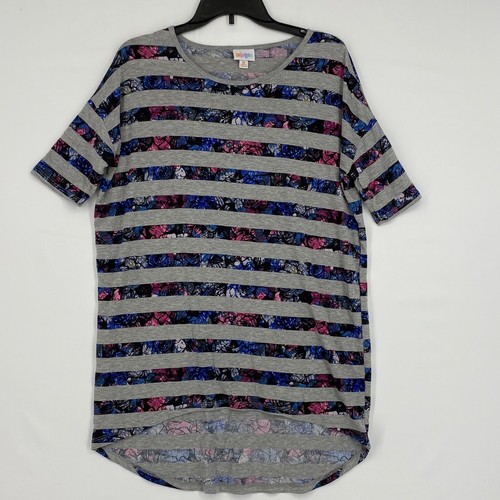 LuLaRoe Womens XS Pullover Knit Top Heather Gray Blue Pink Floral ...