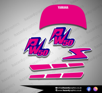Yamaha PW50 PW 50 Graphics Kit Decals Stickers (Pink Blue) | eBay UK