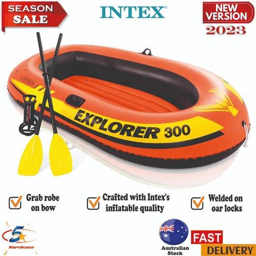 Inflatable Boat Set with Oars & Pump Kids Raft for 3-Person Intex ...