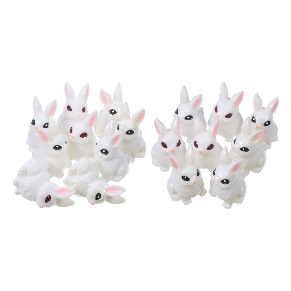 20pcs Mini Resin Rabbit Figures - Realistic Bunny Cake Topper - Easter ...