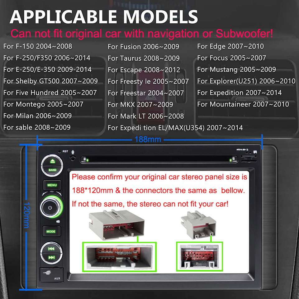 For Ford F150 2004-2008 Android Apple CarPlay Car Stereo AM FM GPS CD ...