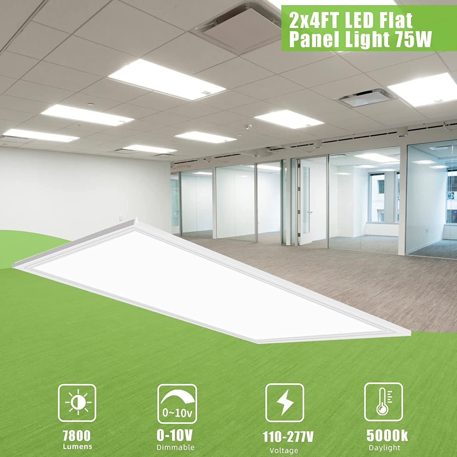 2x4 FT LED Flat Panel Troffer Light,75W 24x48 Inch LED Light Drop ...