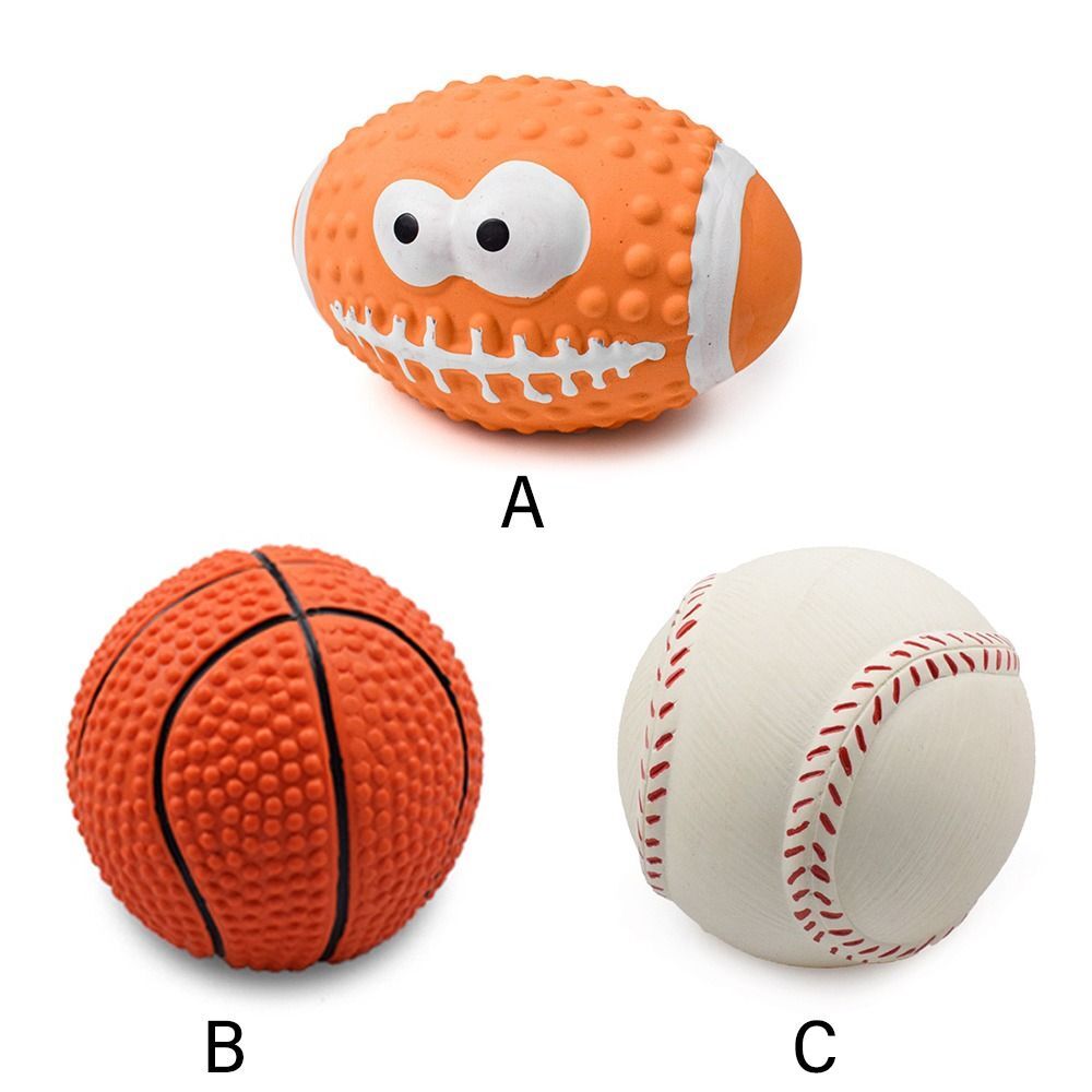 Balls Natural Latex Squeak Toys Rugby Ball Toy Chew Play Ball Pets ...
