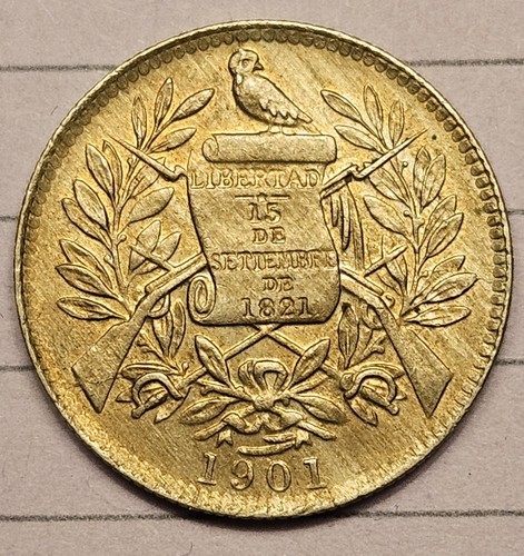 1901 GUATEMALA 1 REAL - UNC - Excellent Rare Coin | eBay