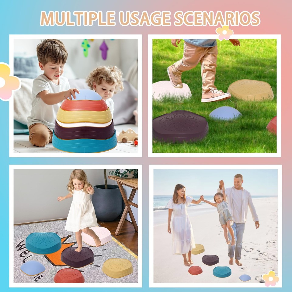 Balance Stepping Stones for Kids 5pcs Non-Slip River Stones Obstacle ...