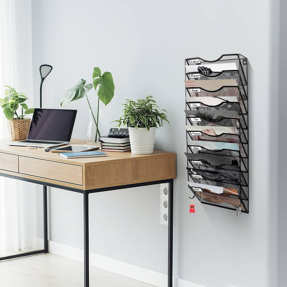 Wall File Organizer, 10 Tier Hanging File Folder Organizer, Vertical ...