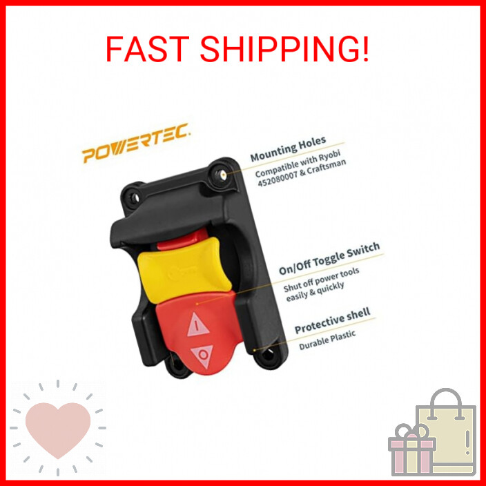 POWERTEC 71649 Table Saw Switch Replacement, Compatible with Ryobi ...