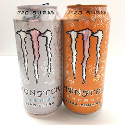 MONSTER ENERGY ZERO ULTRA SUNRISE 16 FL OZ Size Empty CANS White Silver ...