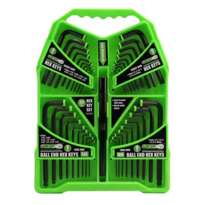 GRIP 36pc SAE MM Hex Keys Short Arm Long Ball End with Extension Pipe ...