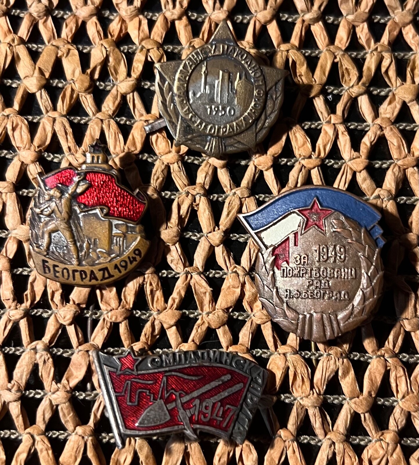 Yugoslav pins for labor work action youth work lot of 4 pieces SFRY ...