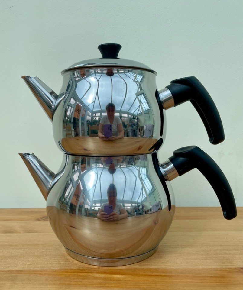 Traditional Teapot Stainless Steel Caydanlik Turkish Double Kettles XS ...
