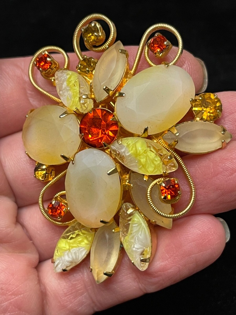 Yellow Rhinestone Brooch Yellow Rhinestone Brooch Etsy