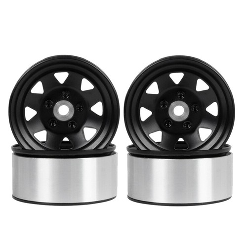 2X(4PCS Metal 1.0 Wheel Rim for RC Crawler Car Axial SCX24 SCX24 ,Black ...