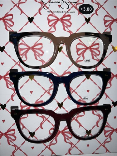 JESSICA SIMPSON 3 PACK SET PREMIUM READING GLASSES READERS +3.00 ...