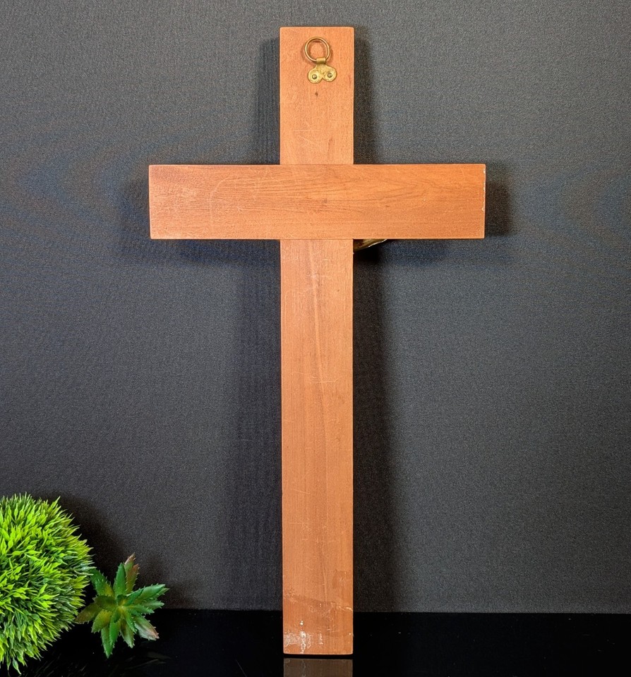 14" Art Deco 40s Antique Wood Celluloid Wall Hanging Crucifix Cross ...