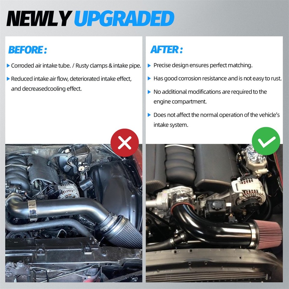 4 Inch LS Swap Cold Air Intake Kit w/ Filter For LSX LS1 LS2 4.8L 5.3L ...
