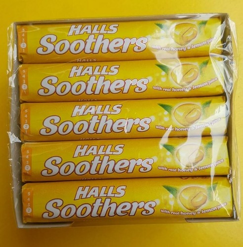 HALLS SOOTHERS HONEY AND LEMON.PACK OF 20x45g. BEST BEFORE 23/10/2025 ...