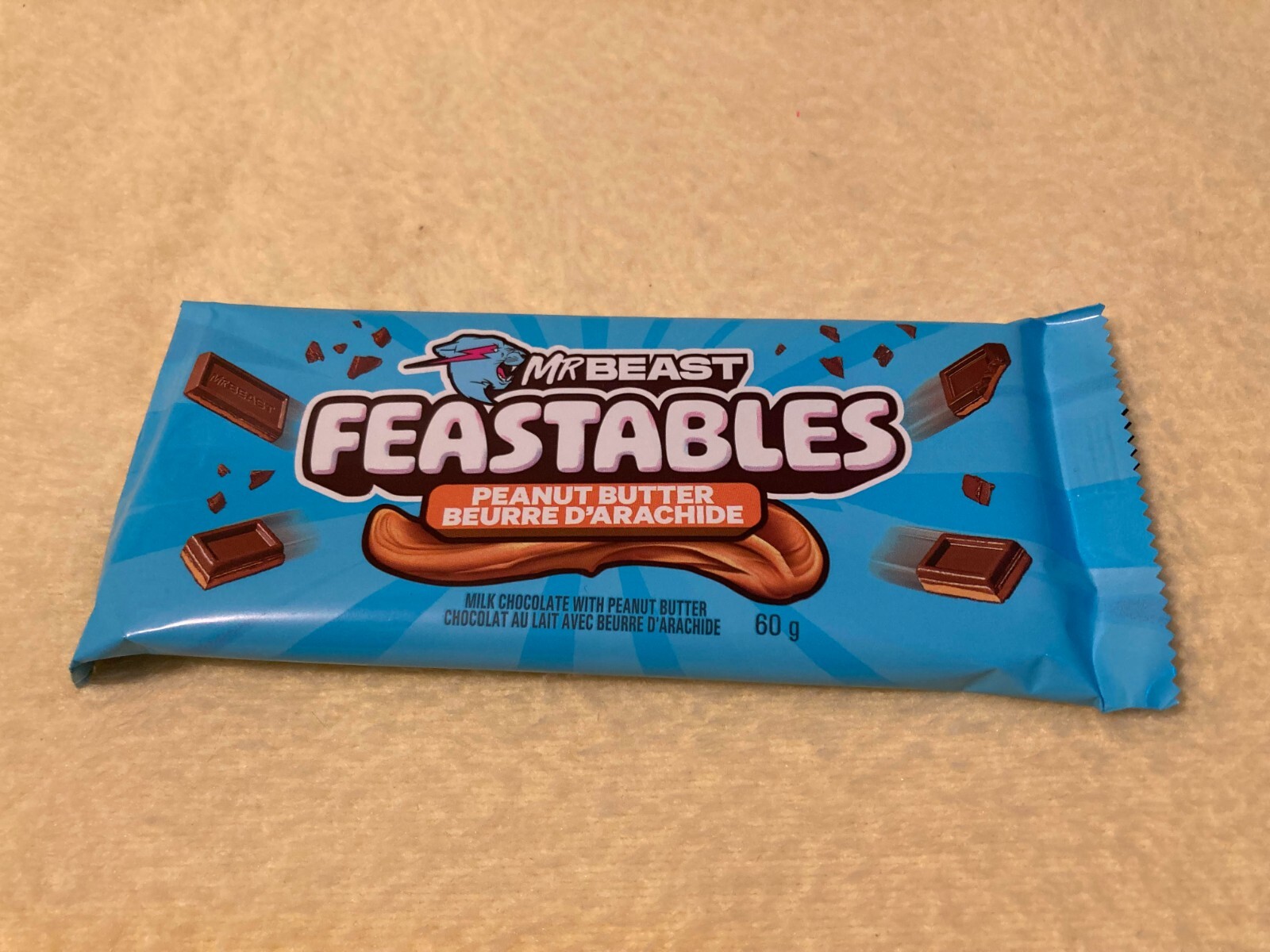 10 BARS MR BEAST FEASTABLES PEANUT BUTTER NEW 2.1 oz 60 grams Candy Bar ...