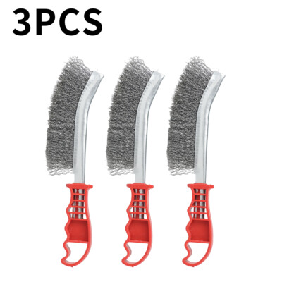 3x Hand Wire Brush Bristles Stainless Steel Rust Paint Removal Tool ...