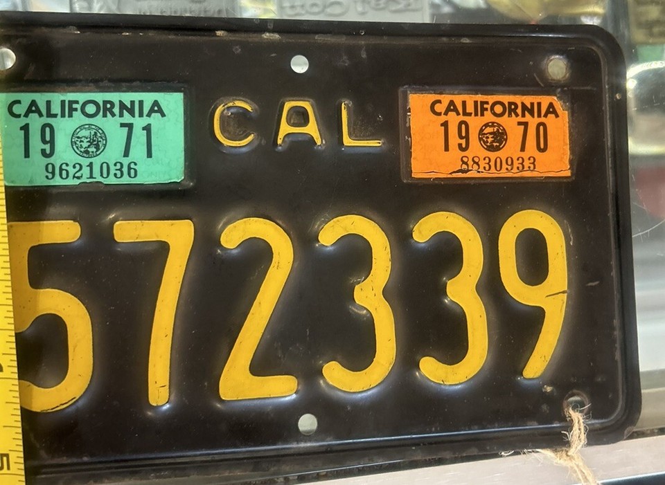 1963 California Motorcycle License Plate 1970 Validation DMV Clear Very ...